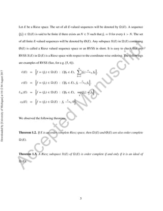 Some Characterizations of Riesz Valued Sequence Spaces generated by an Order ϕ-Function | PDF