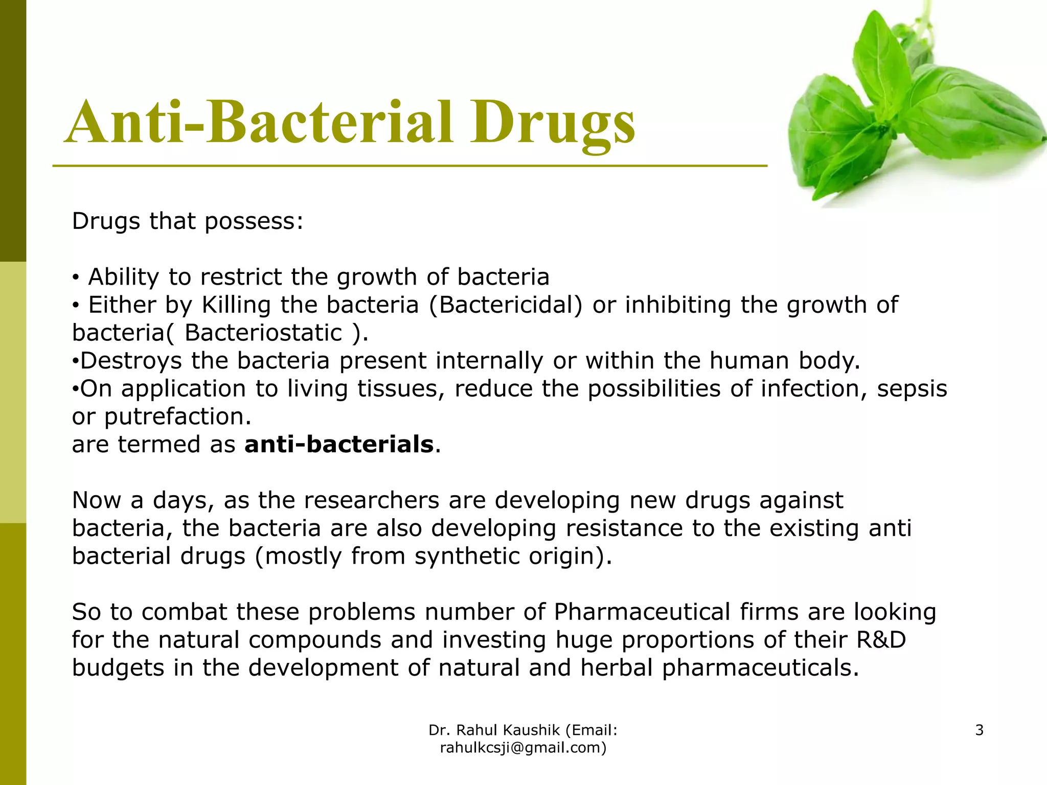 Herbal antibacterial drugs | PPTX