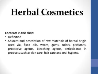 Herbal Cosmetics Herbal Drug Technology B Pharmacy | PDF