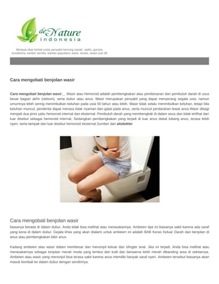 cara mengobati benjolan wasir | PDF