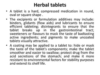 Herbal Drug Preparation - Different Dosage Forms | PPTX