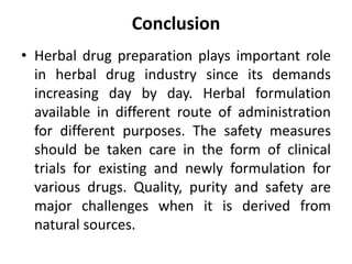 Herbal Drug Preparation - Different Dosage Forms | PPTX