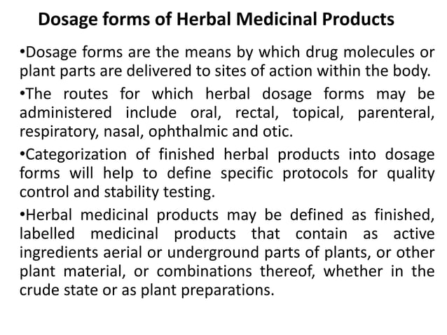 Herbal Drug Preparation - Different Dosage Forms | PPTX