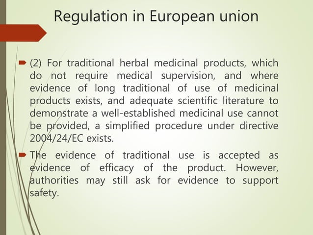 Herbal drug regulations | PPTX | Herbs and Supplements | Alternative ...