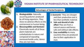 Role of Herbal Excipients and thier advantages | PPT