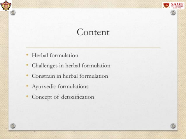 HERBAL FORMULATION SLIDESHARE | PDF | Herbs and Supplements ...