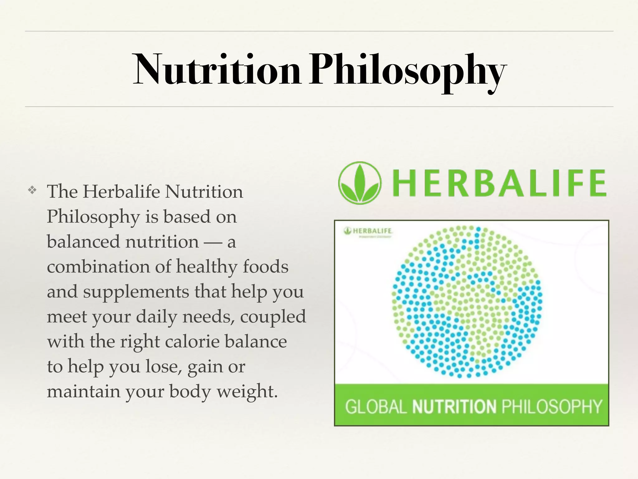 Herbalife Global Nutrition Philosophy | PDF
