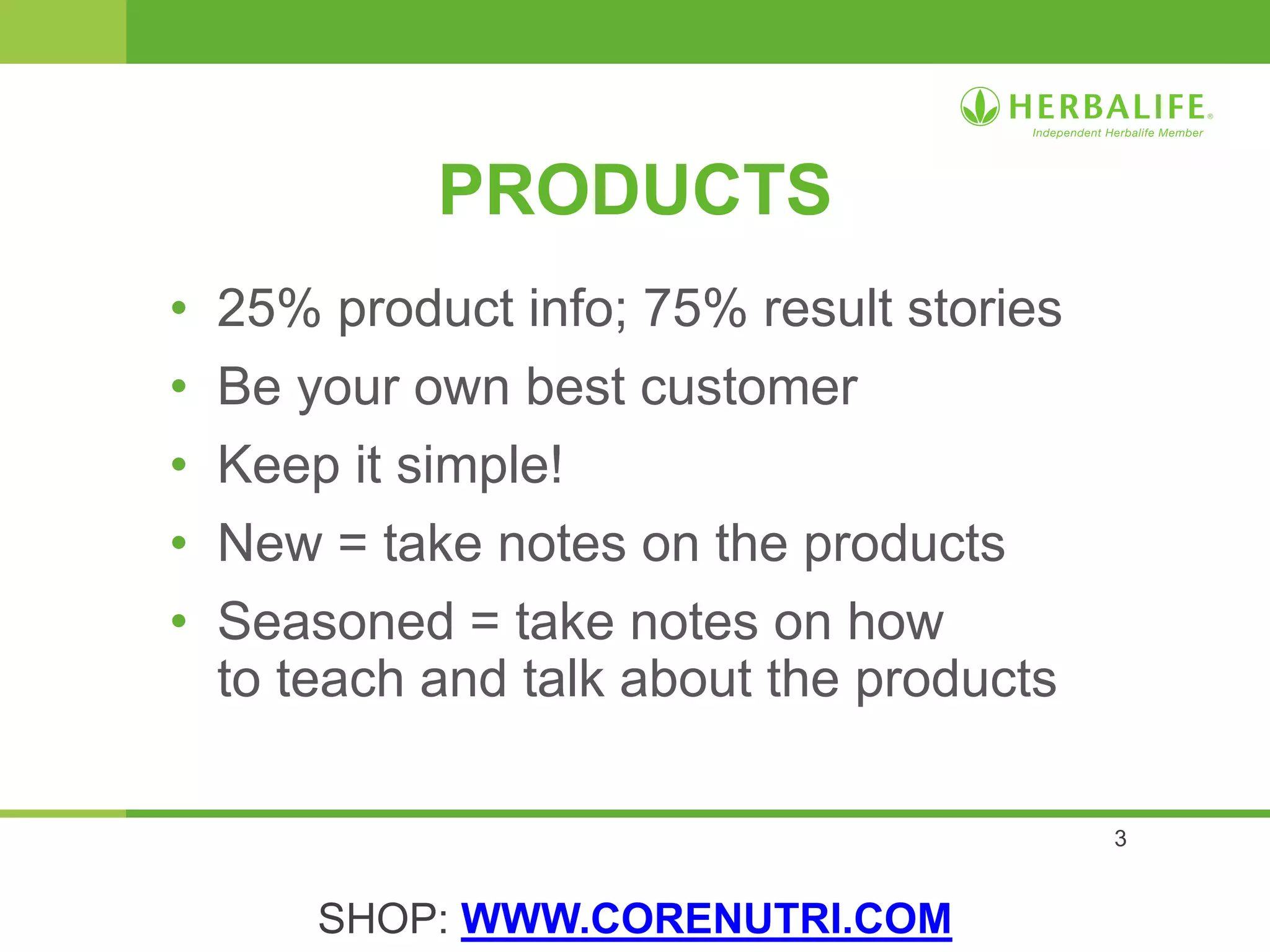 Herbalife Product Presentation - www.corenutri.com