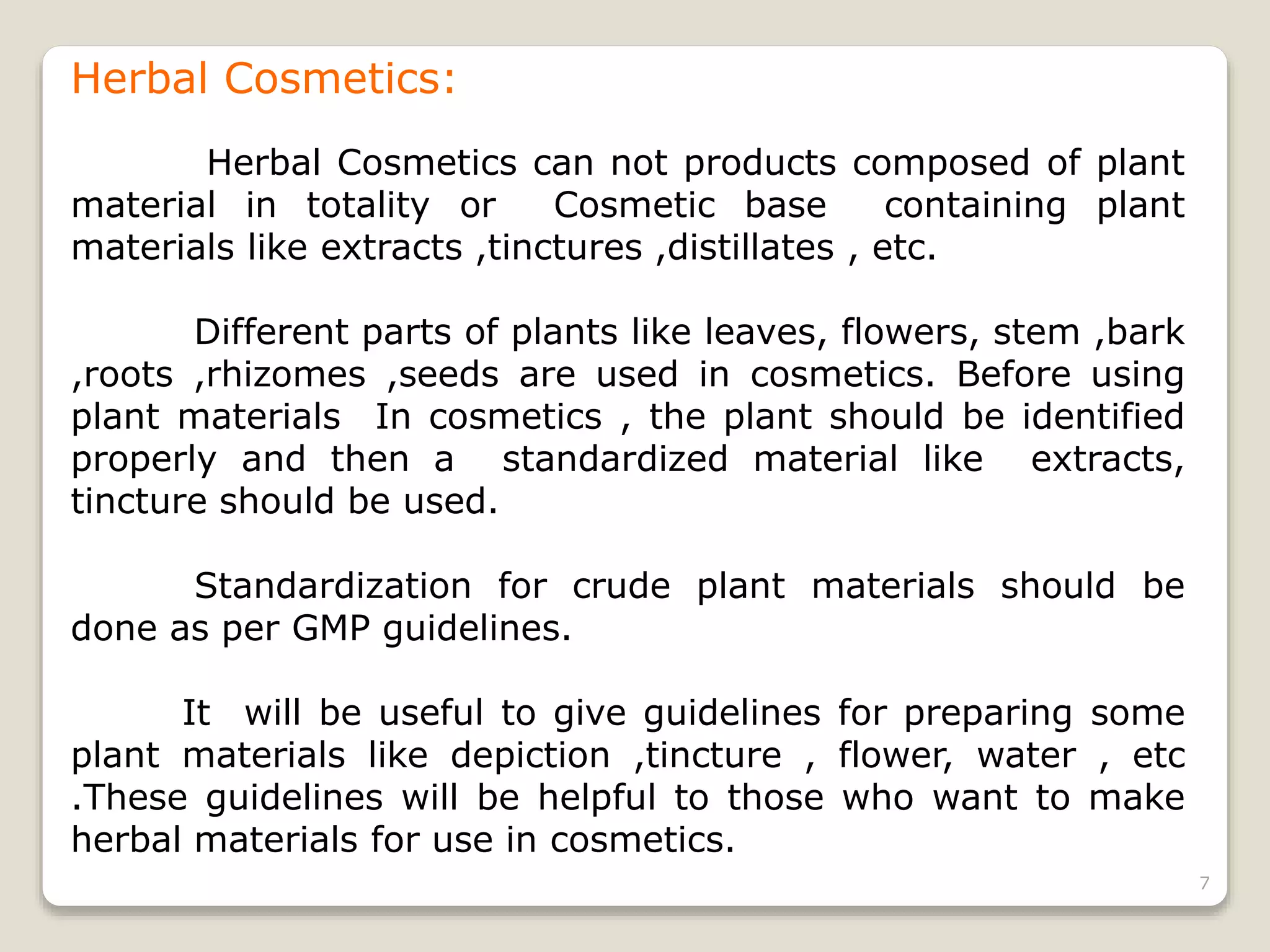 Herbal skin cosmetics | PPTX