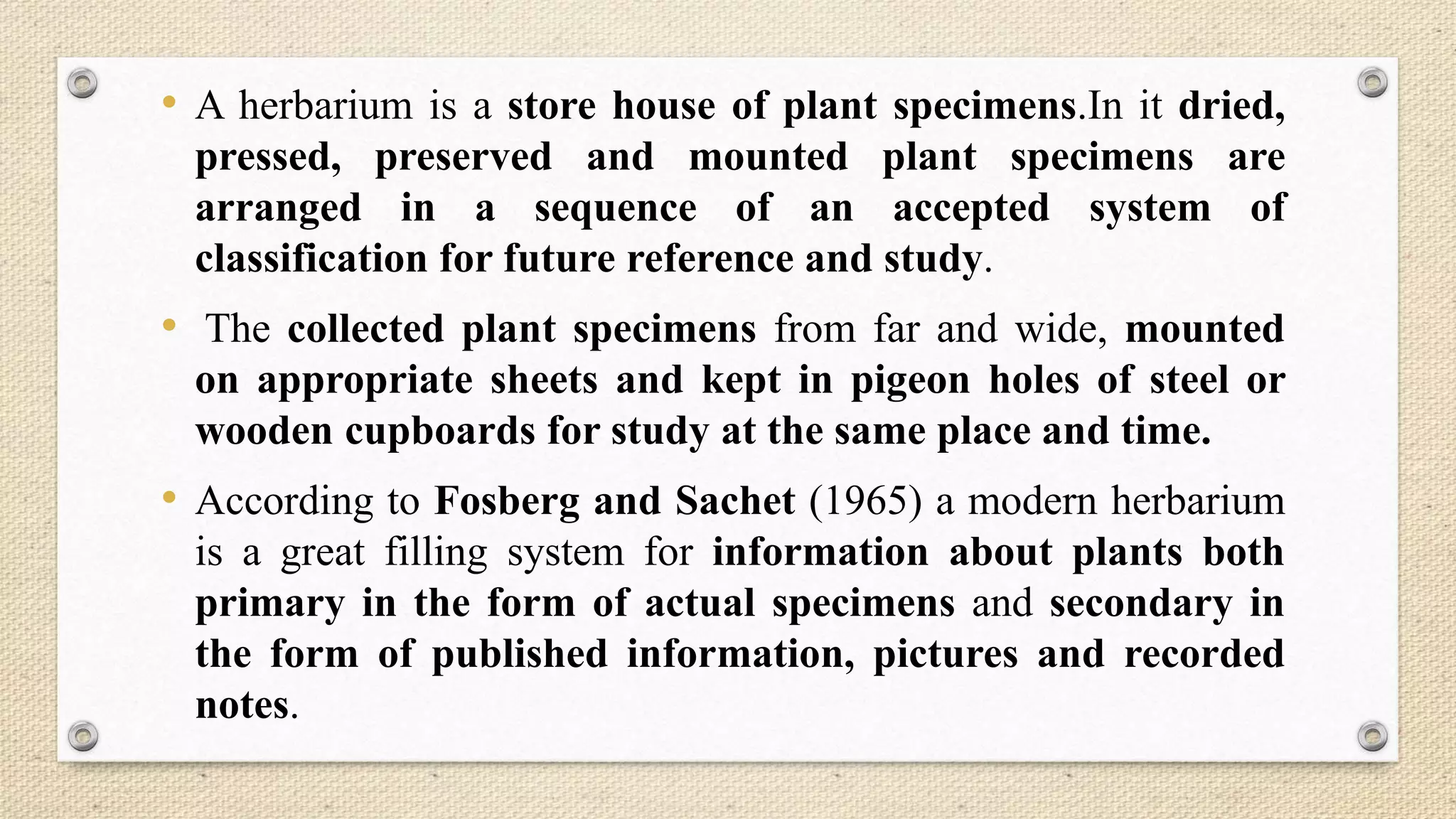 Herbarium- Concept ,types and Important | PPTX