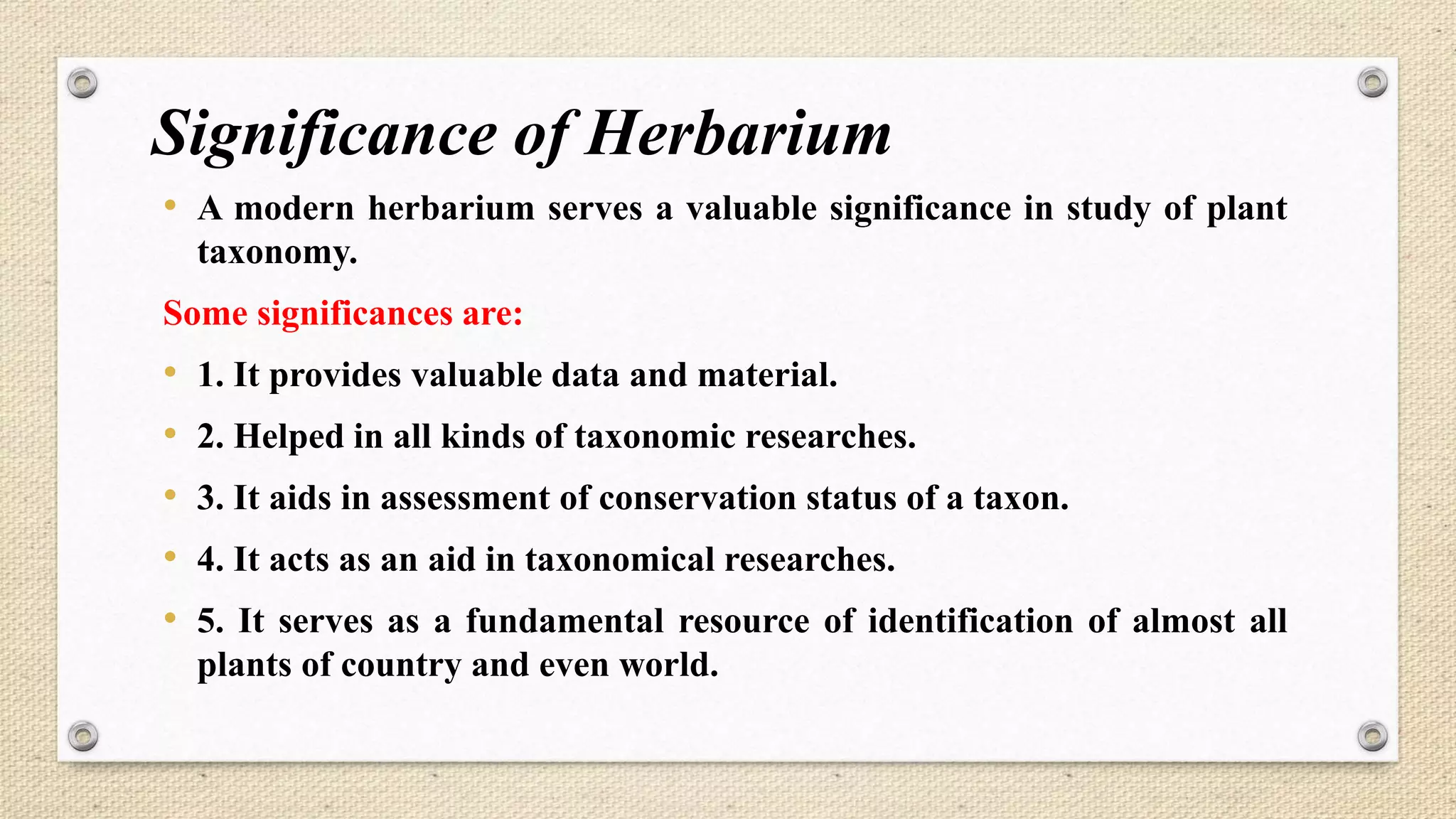 Herbarium- Concept ,types and Important | PPTX