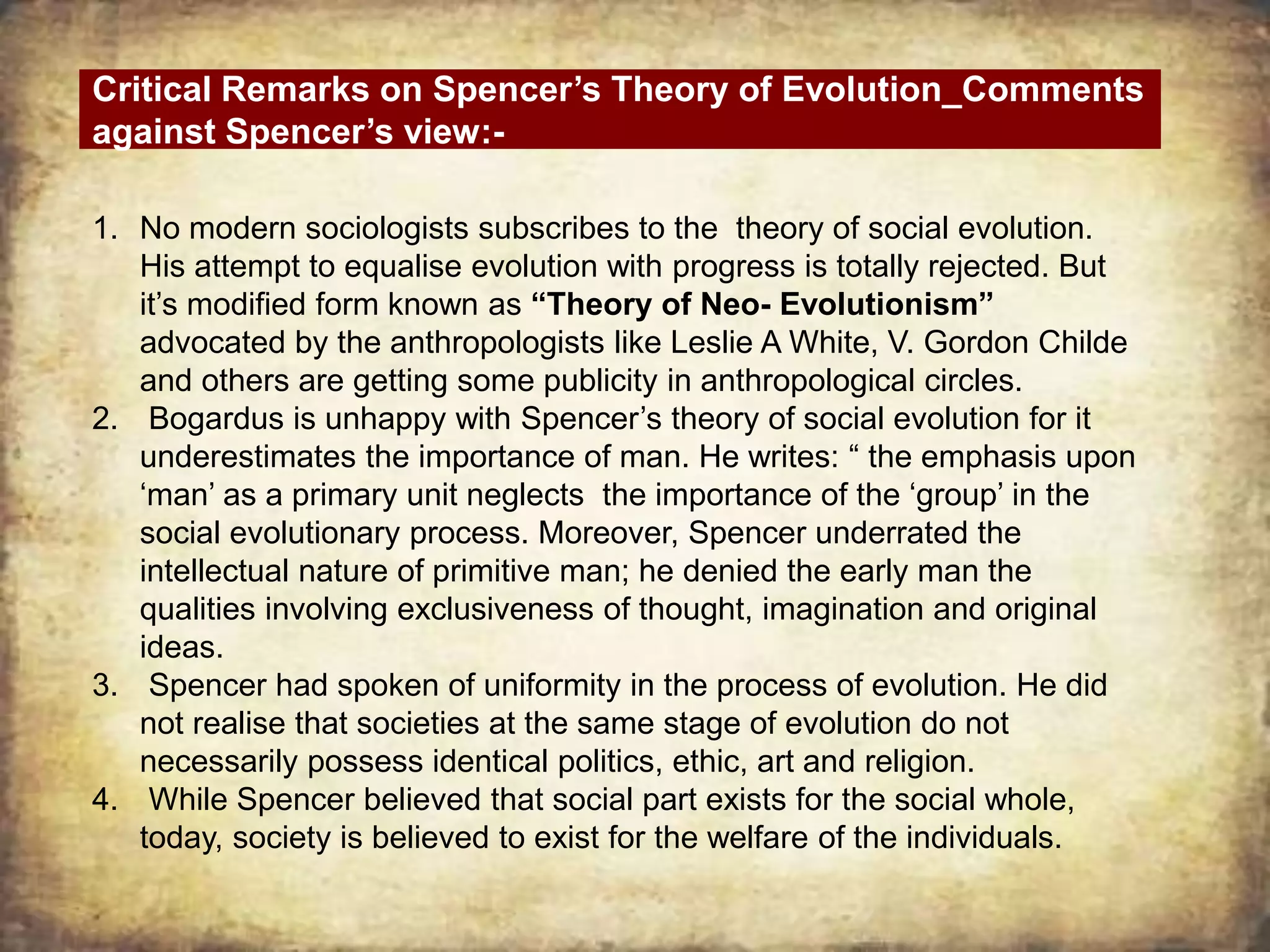 Herbert Spencer's Theory of Social Evolution & Organic Analogy | PPTX