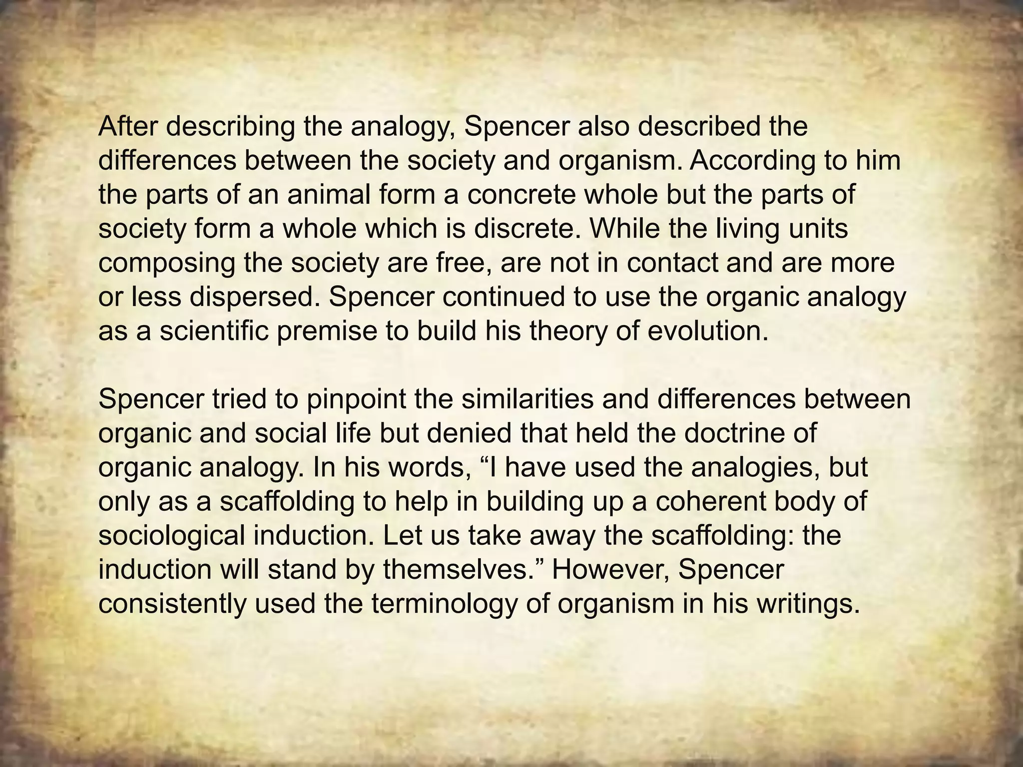 Herbert Spencer's Theory of Social Evolution & Organic Analogy | PPTX