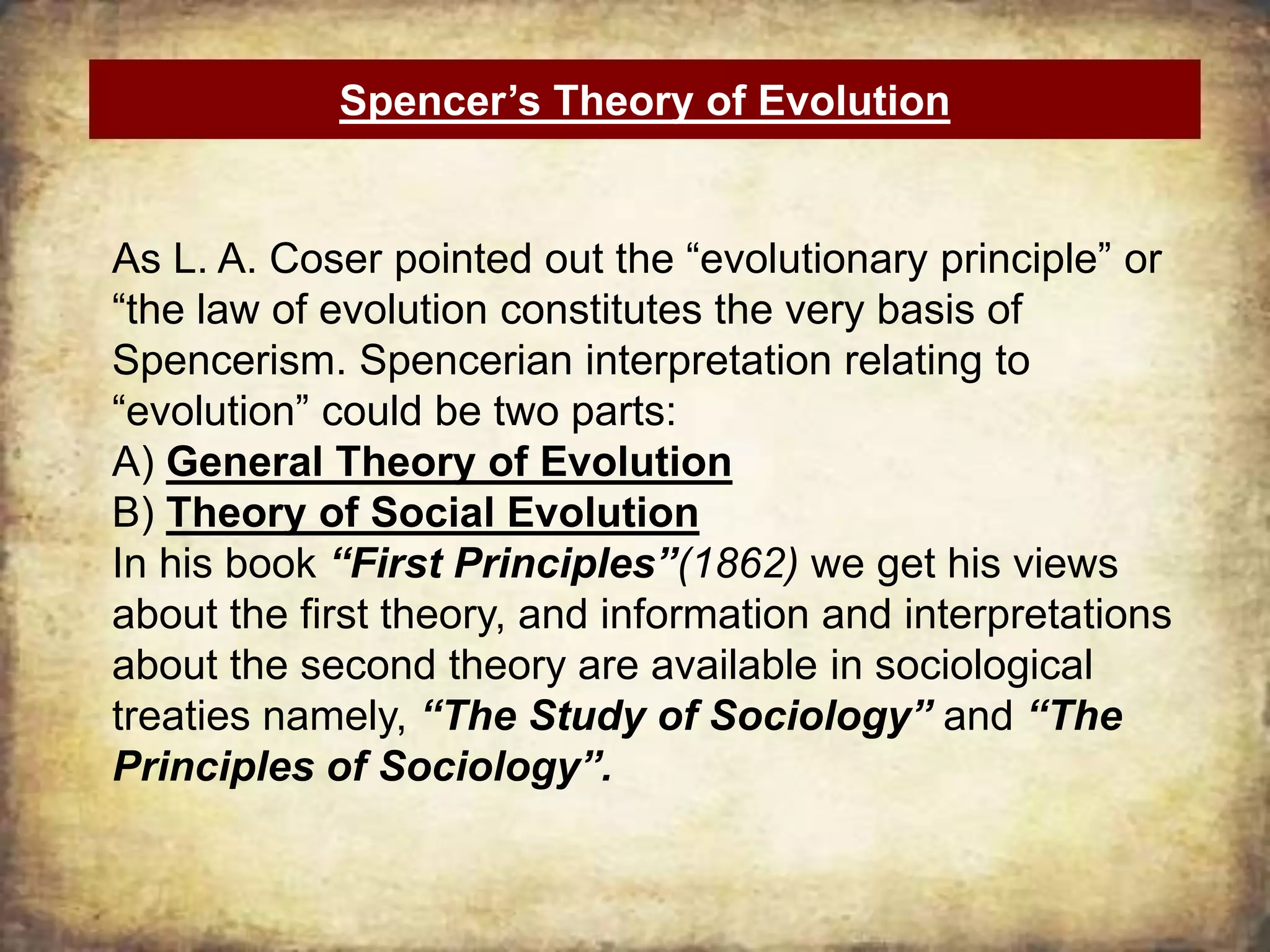 Herbert Spencer's Theory of Social Evolution & Organic Analogy | PPTX