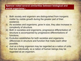 Herbert Spencer's Theory of Social Evolution & Organic Analogy | PPTX