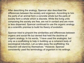 Herbert Spencer's Theory of Social Evolution & Organic Analogy | PPTX