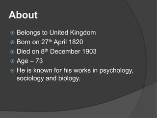 Herbert spencer - Sociological Theory | PPTX