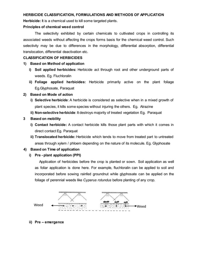 Herbicide Classification and Formulations | DOCX | Agriculture | Industries