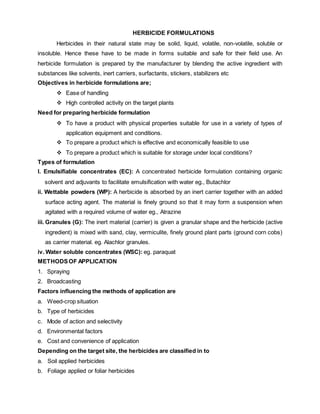 Herbicide Classification and Formulations | DOCX