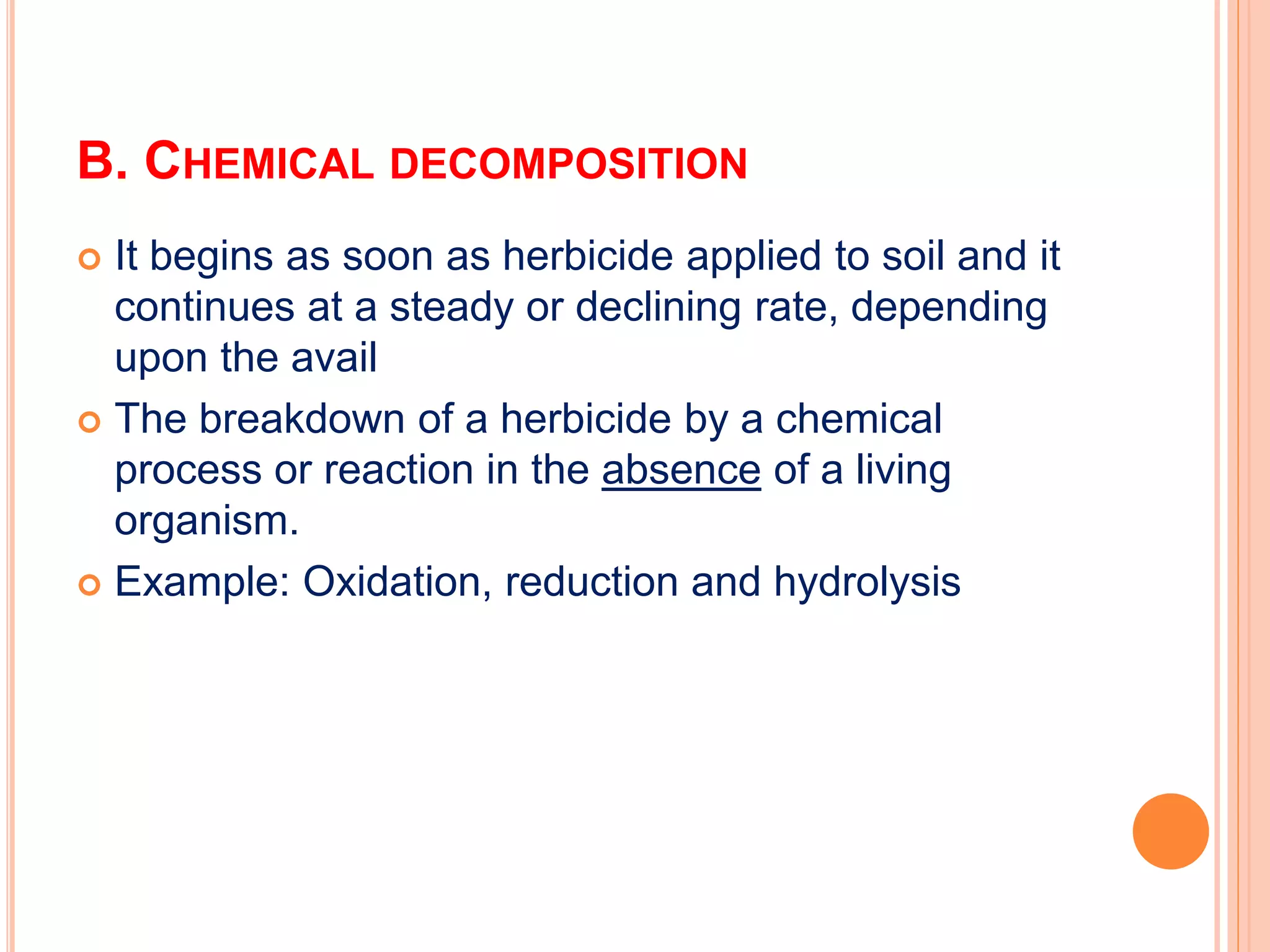 Herbicide degradation in soil and plants...... | PPTX