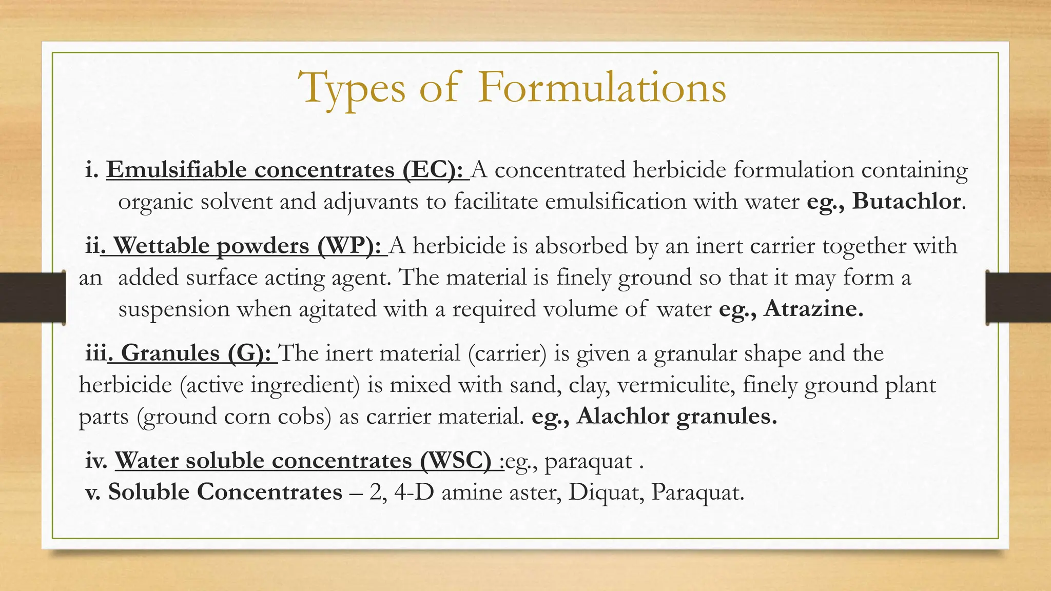 Herbicides- Classification, Formulation & Method of Application.pptx