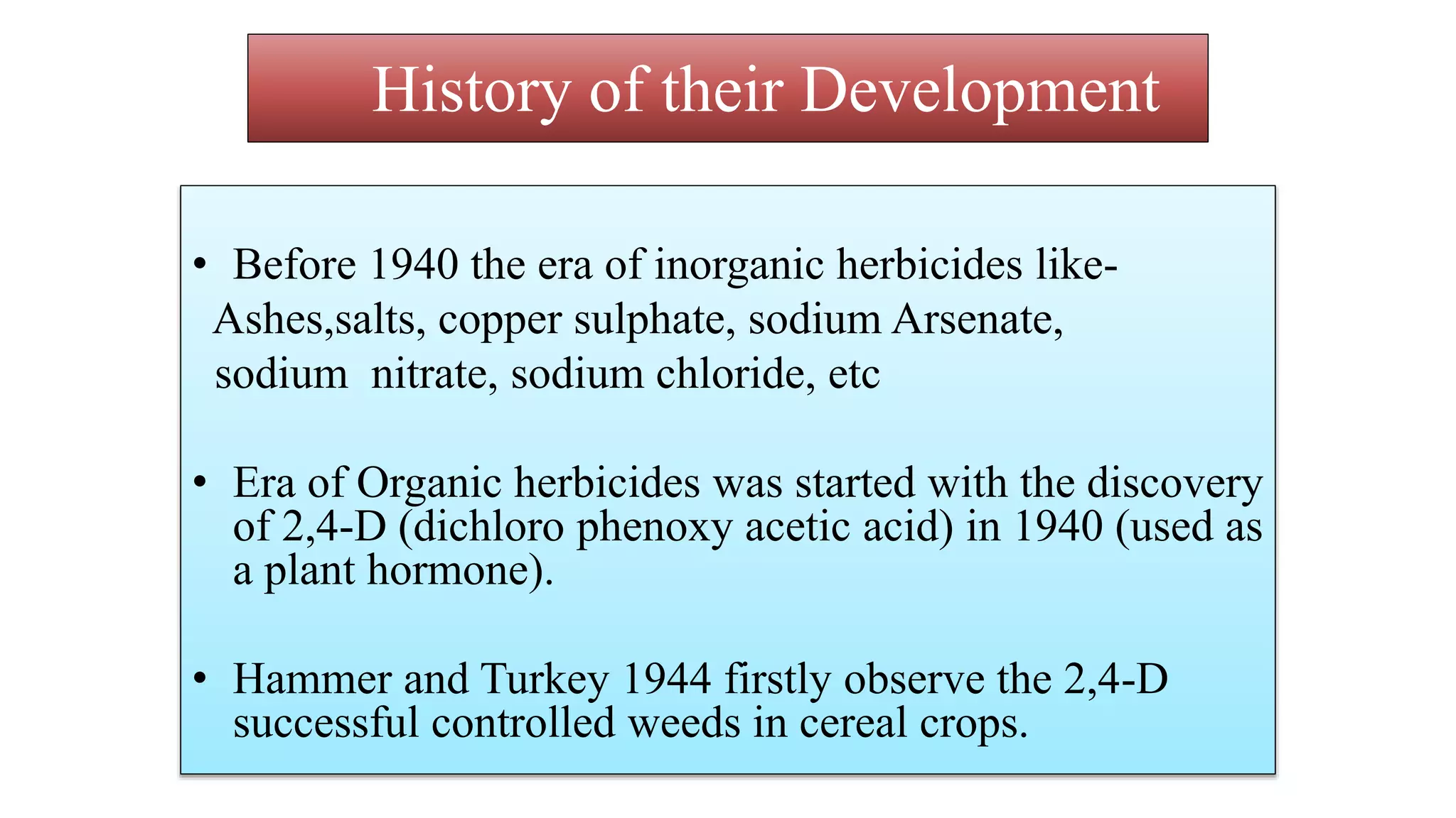 Herbicides classification,their development history and mode of action ...