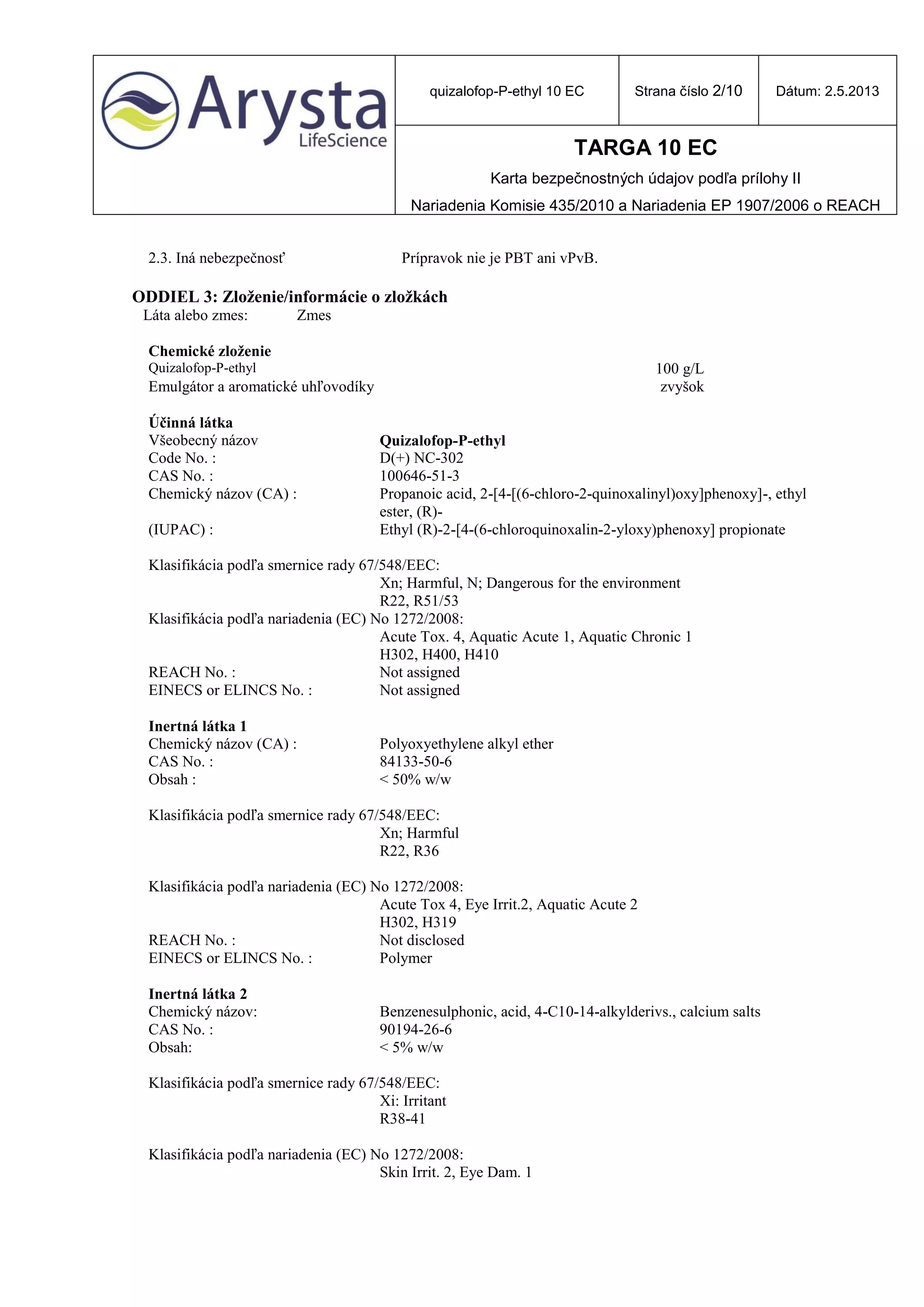 Herbicide targa 10 ec msds | PDF