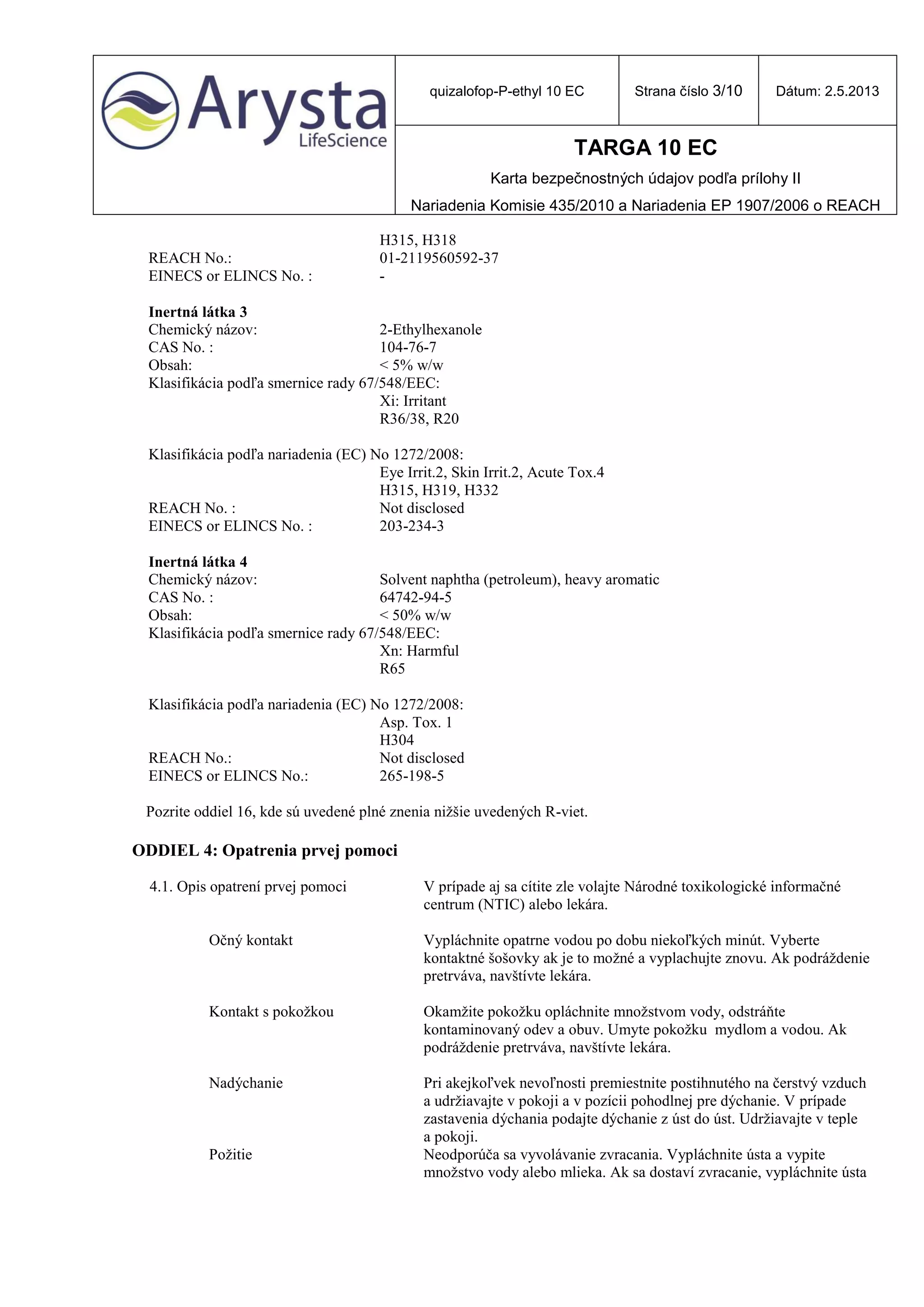 Herbicide targa 10 ec msds | PDF