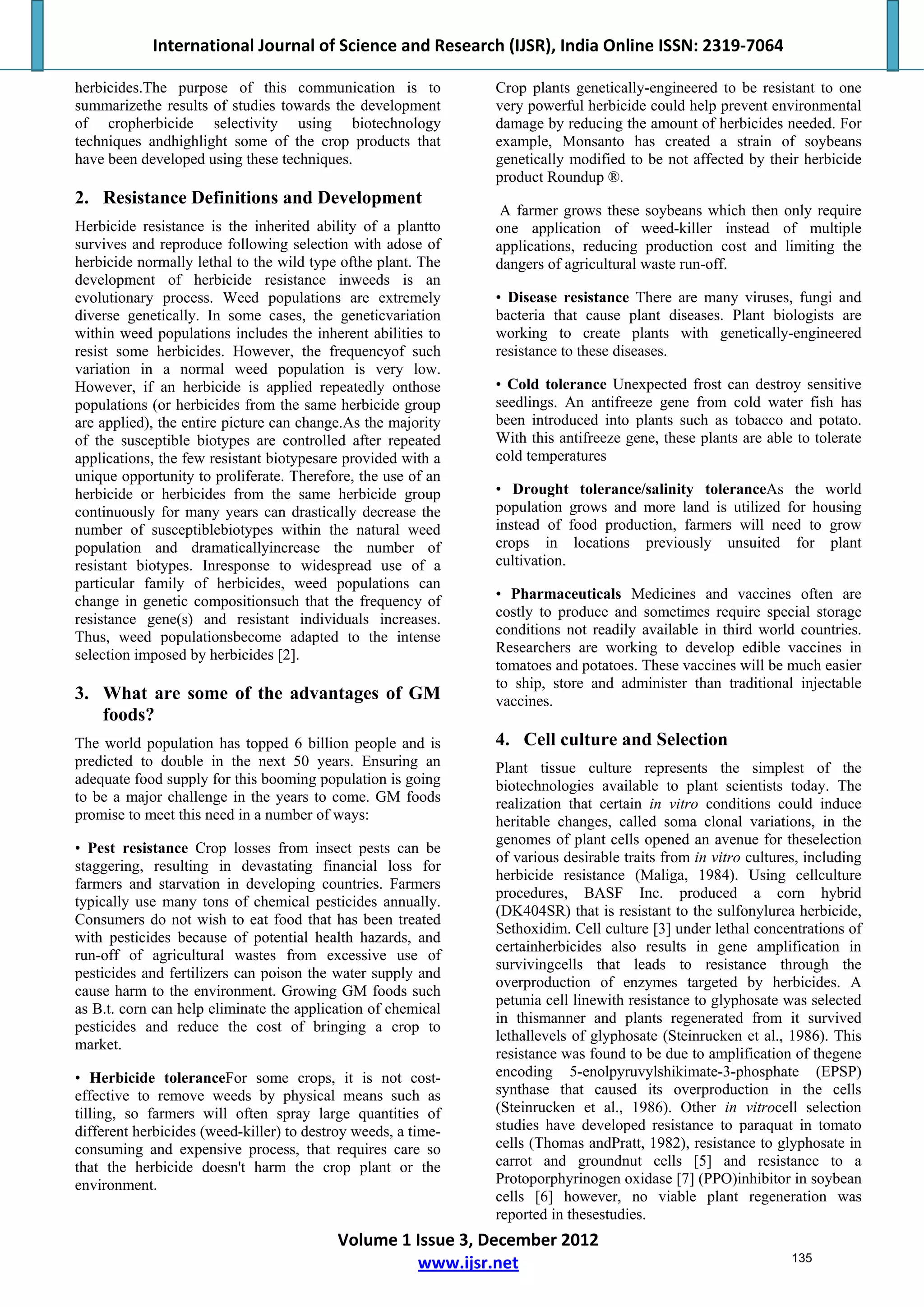 Herbicide tolerant crops and weed management | PDF