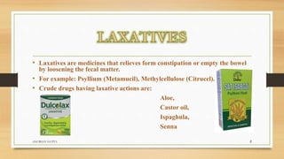 STUDY OF CRUDE DRUGS PART 1 LAXATIVES | PPT