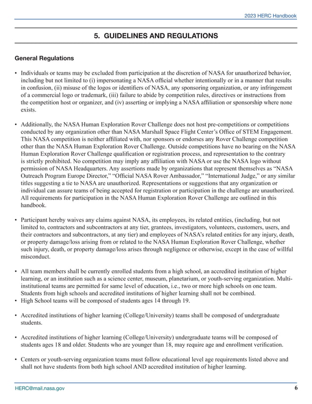 NASA Human Exploration Rover Challenge 2023 HandBook | PDF | Civil ...