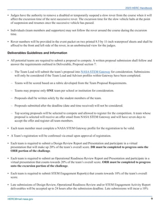 NASA Human Exploration Rover Challenge 2023 HandBook | PDF