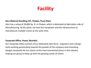 Electric Cranes & Hoist By HERC Material Handling LLP | PPT