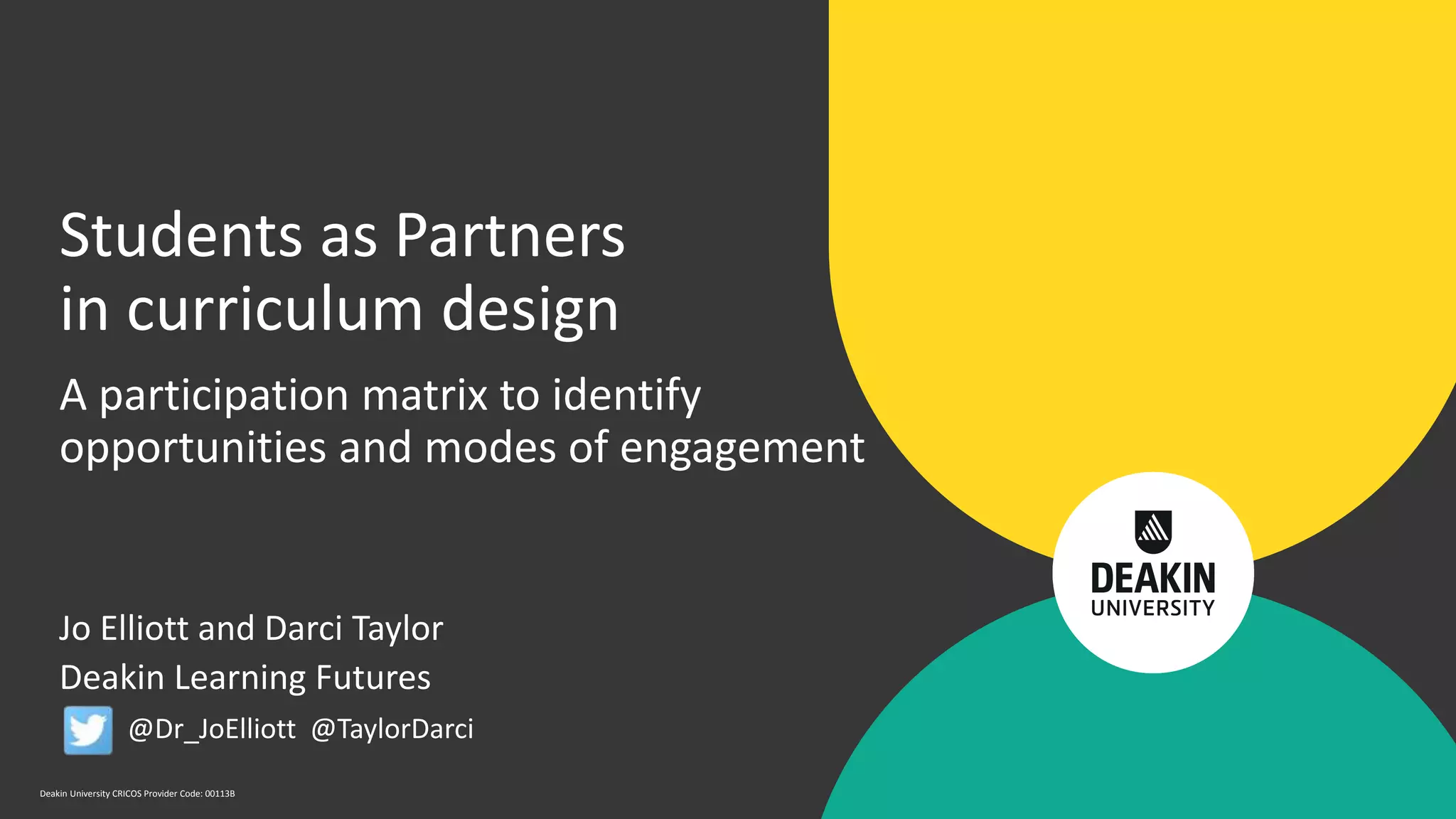 Students as Partners in Curriculum Design - Participation Matrix | PPT