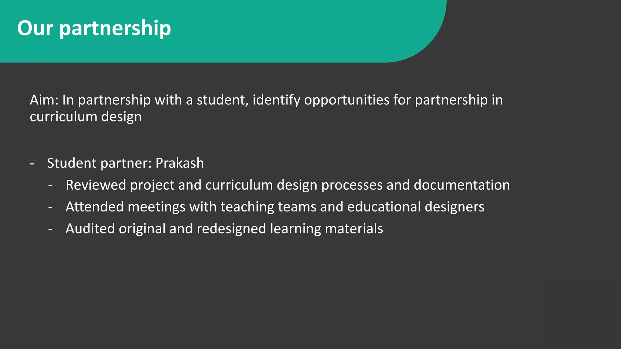 Students as Partners in Curriculum Design - Participation Matrix | PPT