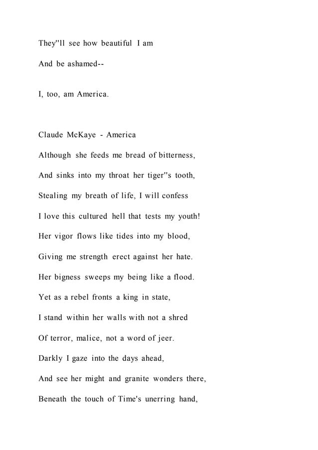 Here are also two Langston Hughes poems and a Claude McKay poem that | PDF
