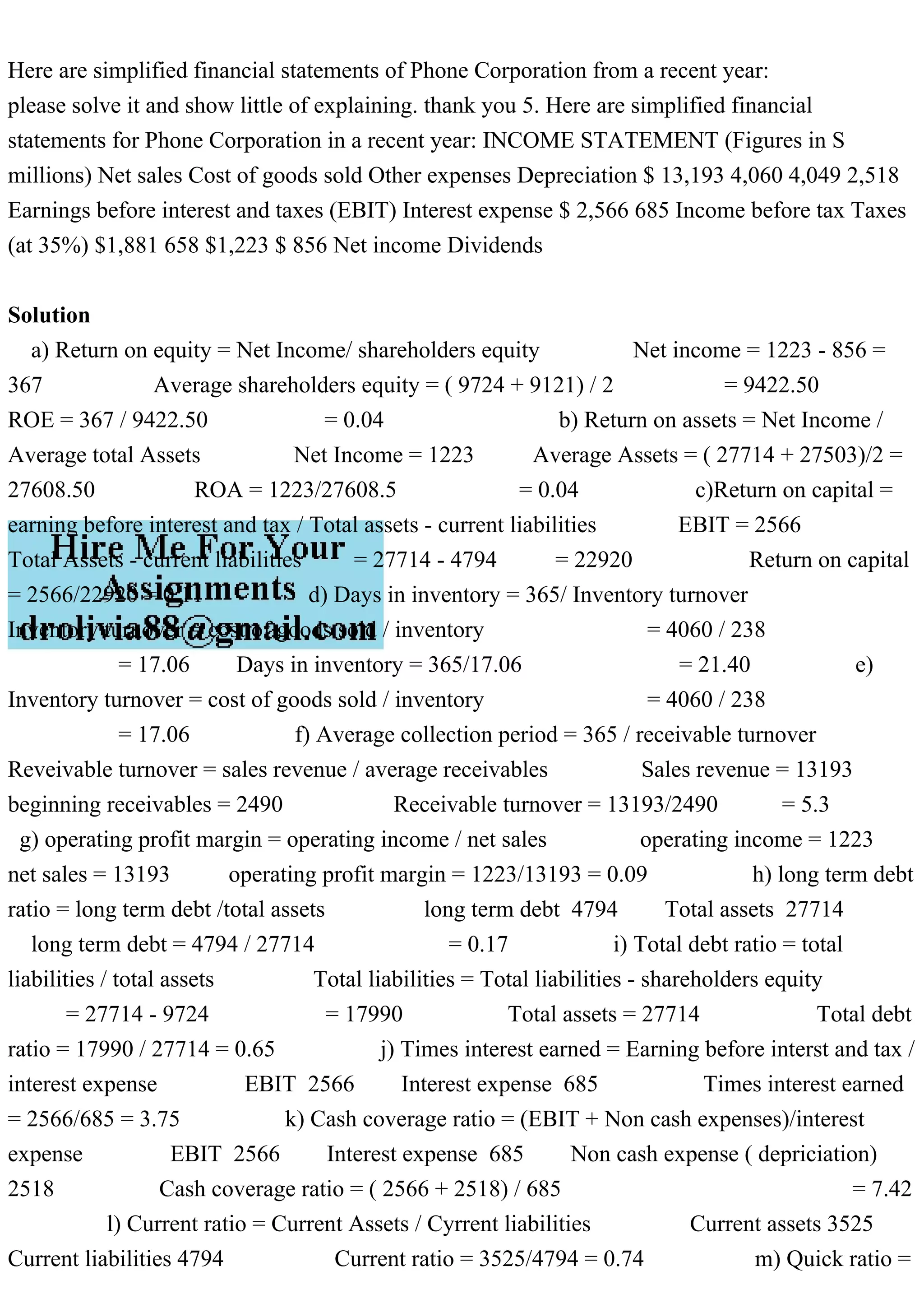 Here are simplified financial statements of Phone Corporation from a.pdf