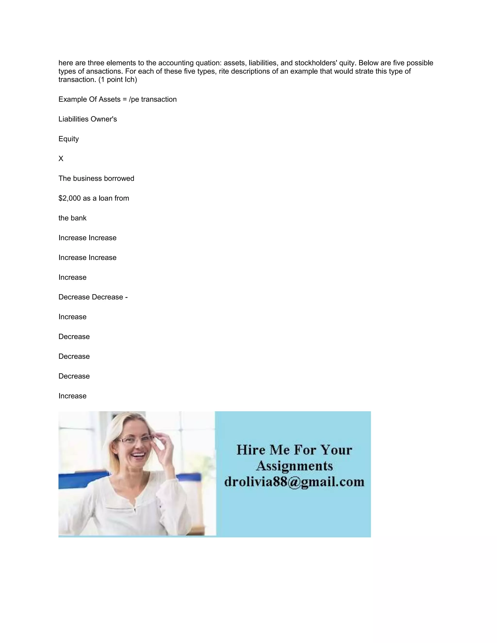 here are three elements to the accounting quation- assets- liabilities.docx