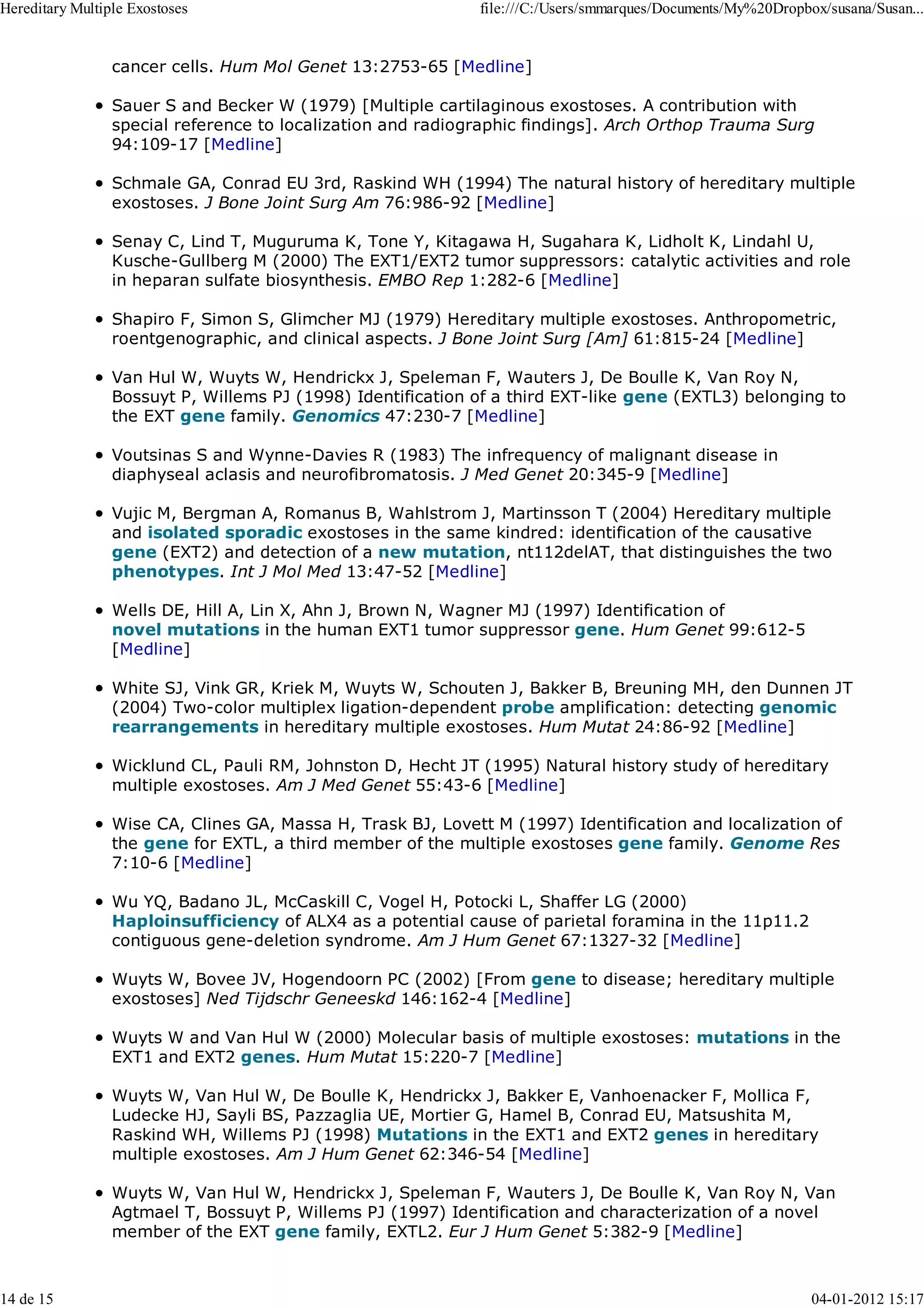 Hereditary multiple exostoses | PDF