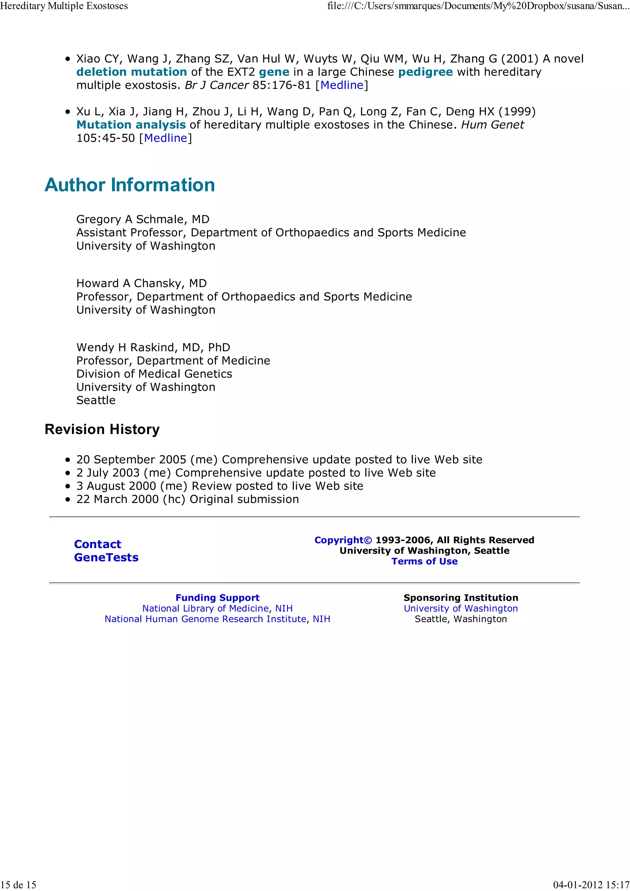 Hereditary multiple exostoses | PDF