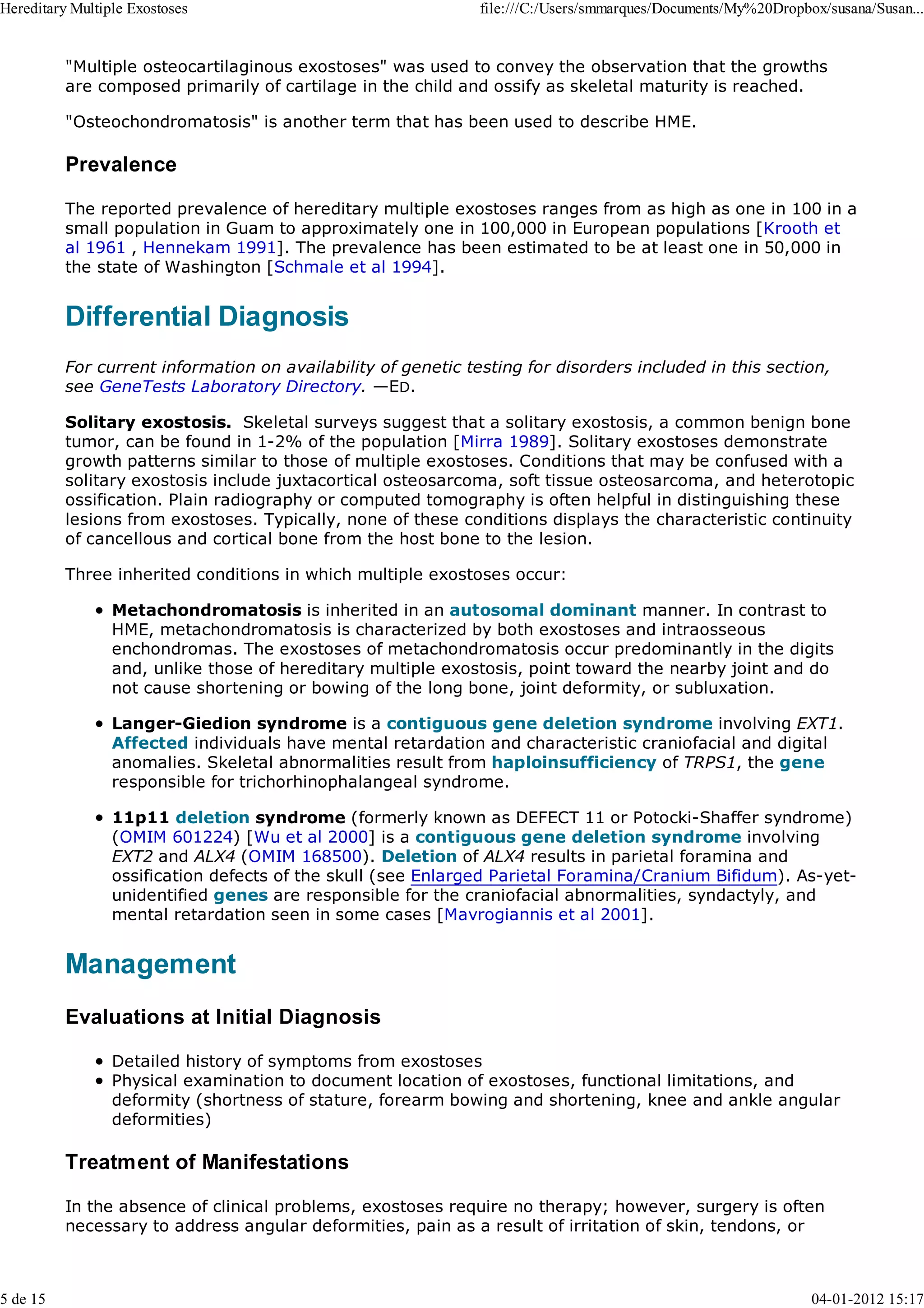Hereditary multiple exostoses | PDF