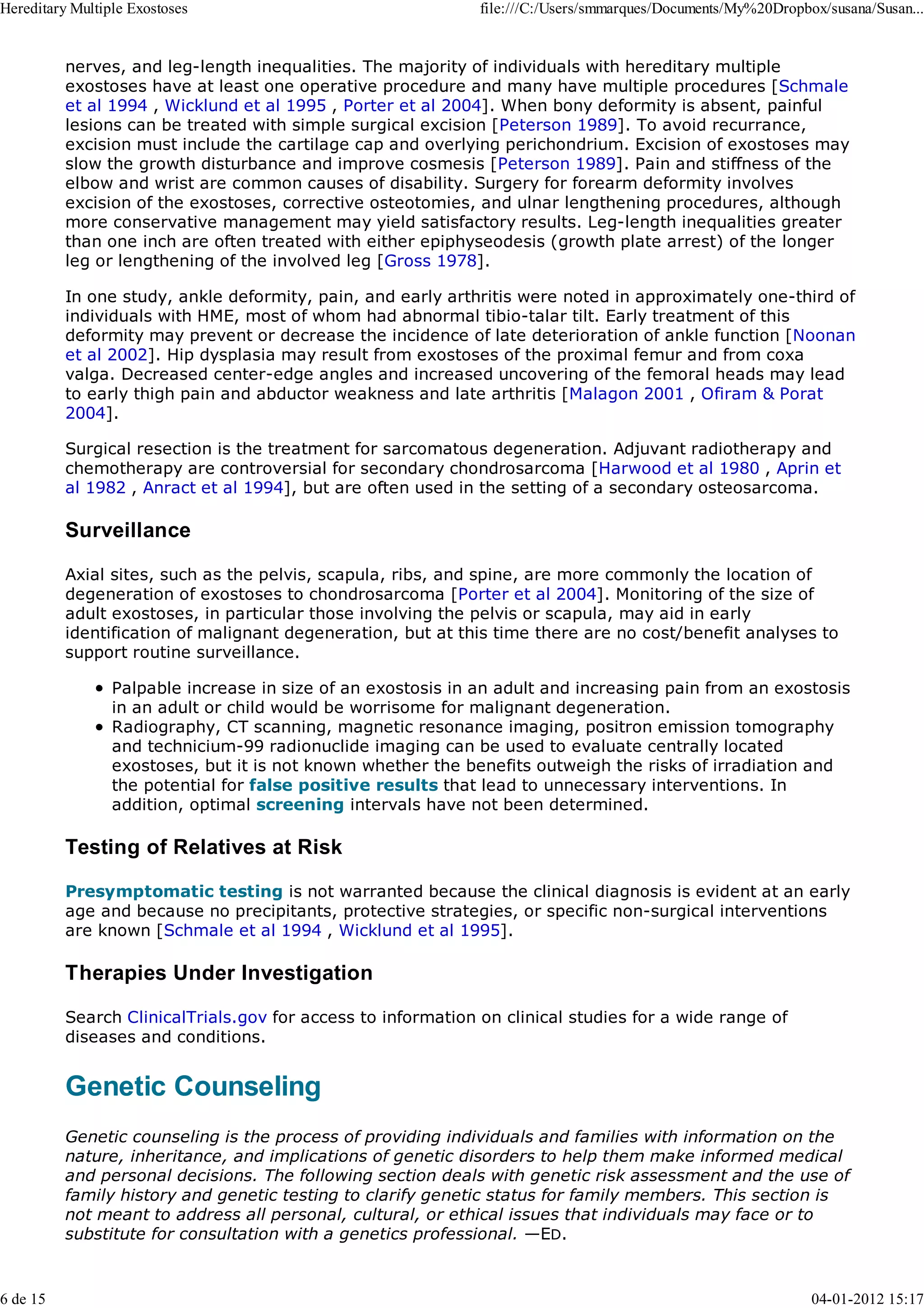 Hereditary multiple exostoses | PDF