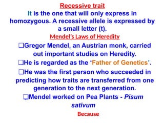 Heredity class 10, Biology most important chapter | DOCX