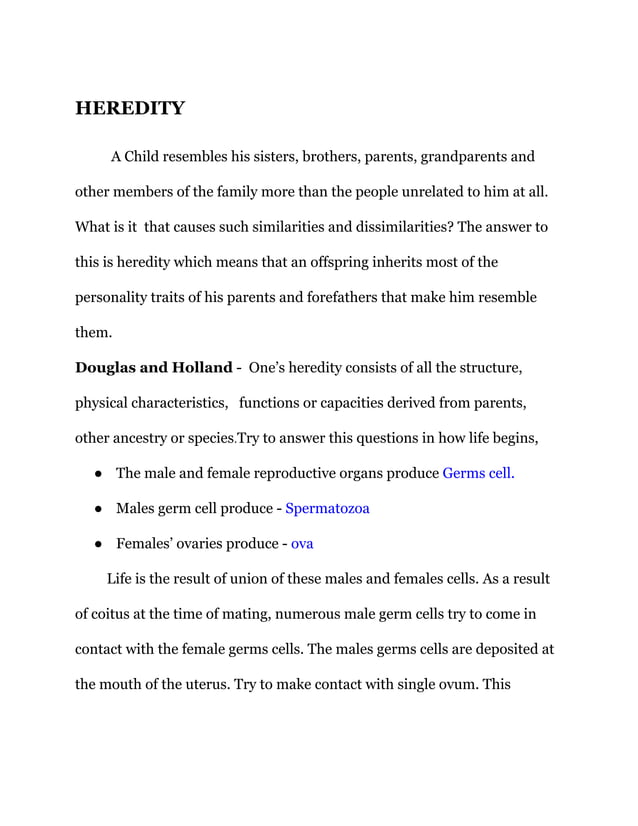 Heredity and Environment | PDF | Infertility | Reproductive Health