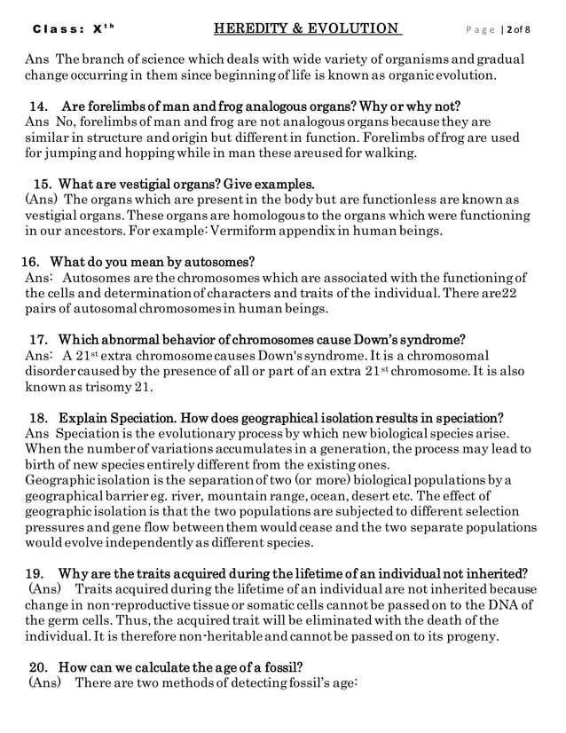Heredity and evolution class 10th Questions | DOCX | Reproductive ...