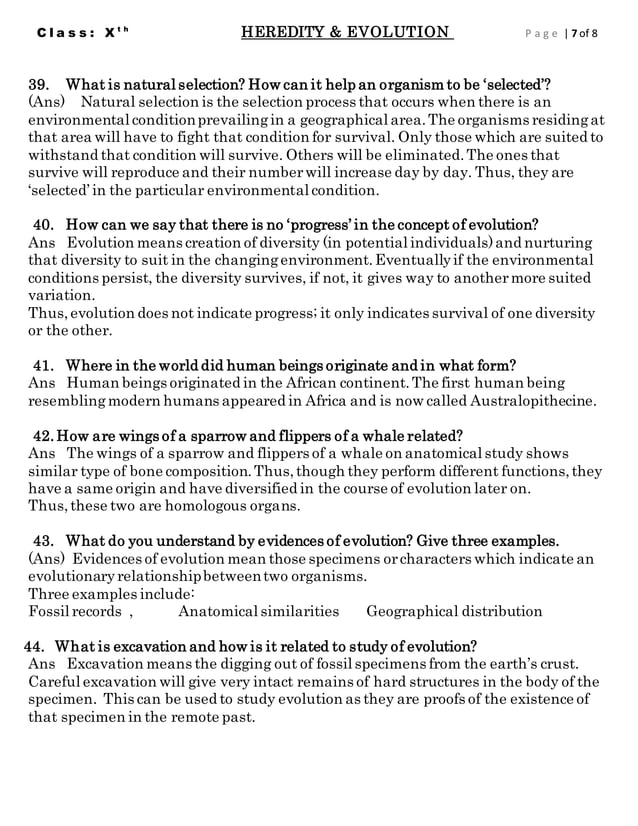 Heredity and evolution class 10th Questions | DOCX | Reproductive ...