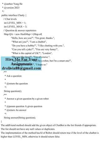 Here is a blueJ project there are three classes.import java.util.A.pdf
