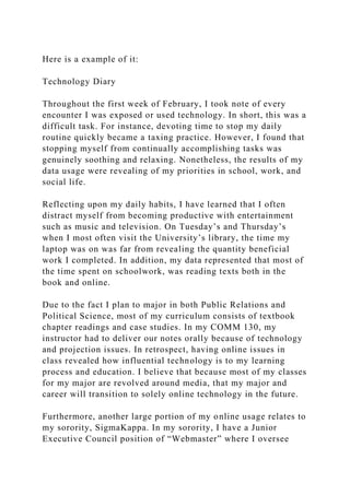 Here is a example of itTechnology DiaryThroughout the first.docx