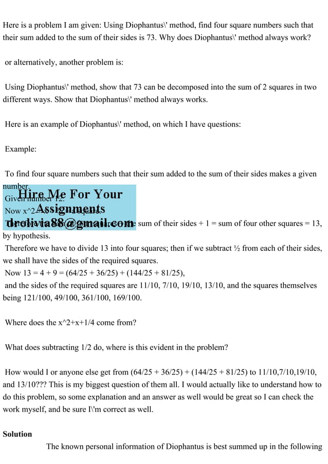 Here is a problem I am given Using Diophantus method, find four s.pdf