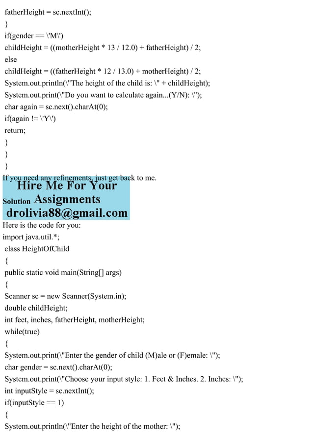 Here is the code for youimport java.util.; class HeightOfChild.pdf | Programming Languages ...